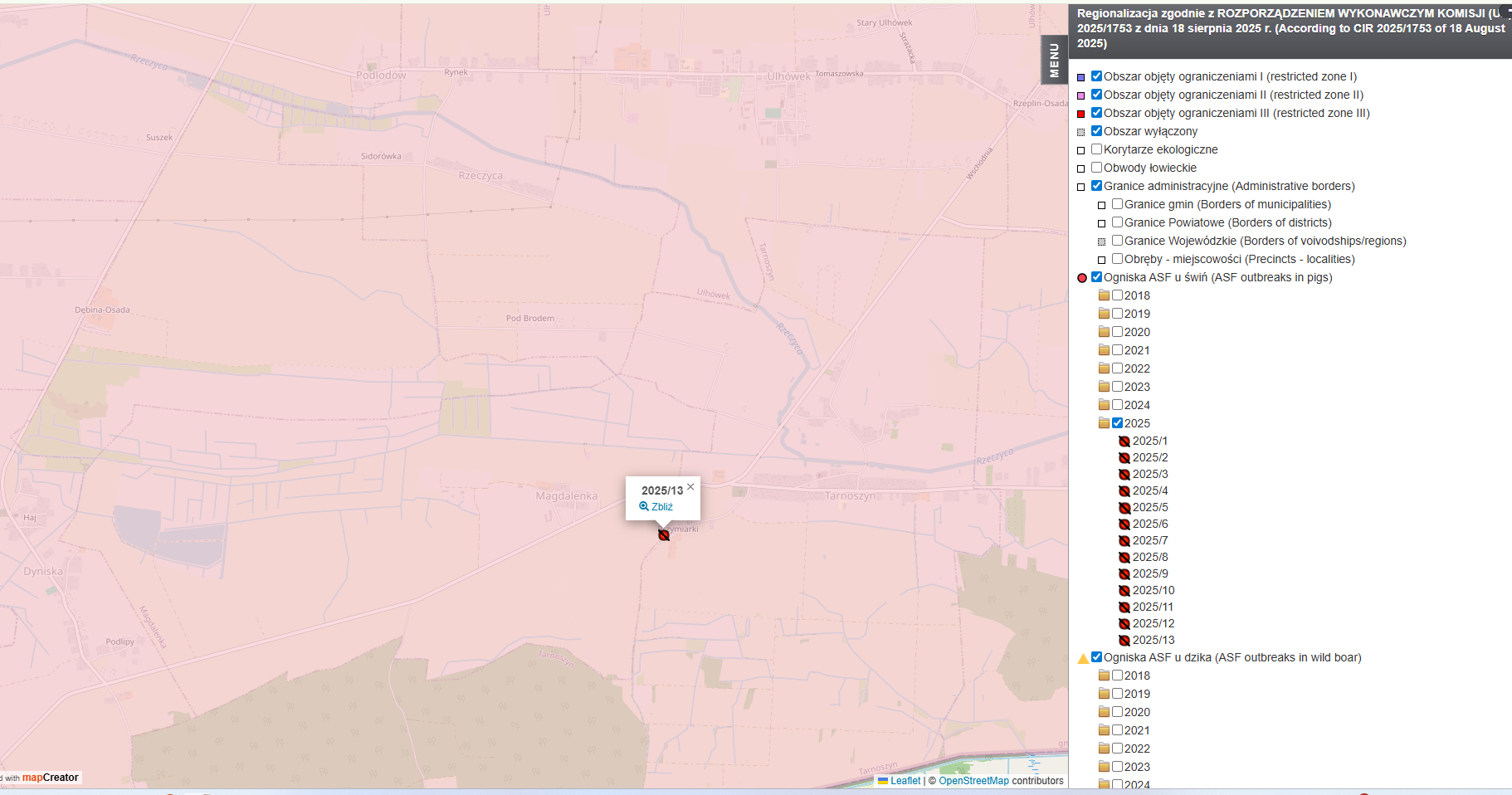ASF w Polsce 2025 — już 18. ognisko potwierdzone