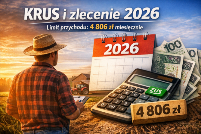 KRUS a umowa zlecenia 2026: Limit 4 806 zł dla rolników